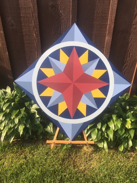 Mariner's Compass Barn Quilt, 4 Sizes Available, Free Shipping - Etsy
