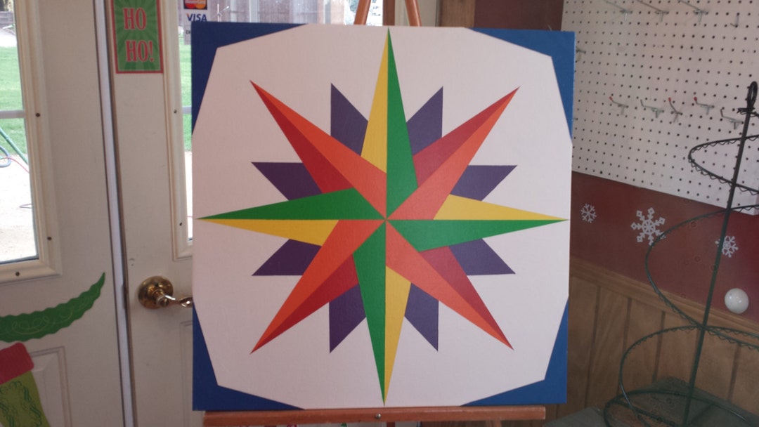 Mariner's Compass Barn Quilt 4 Sizes Available Free - Etsy