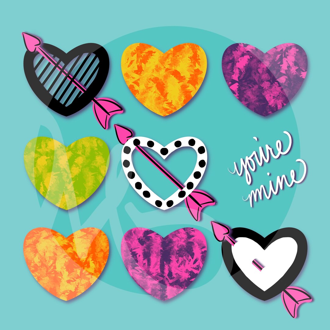 Valentine's Day Hearts PNG Clipart: Pop Art Design (digital File) - Etsy