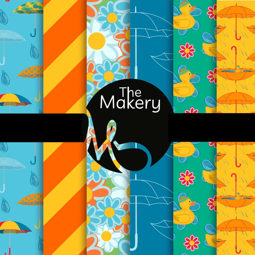 Rainy Day Bundle Seamless Pattern Hand-drawn Digital File April Showers ...