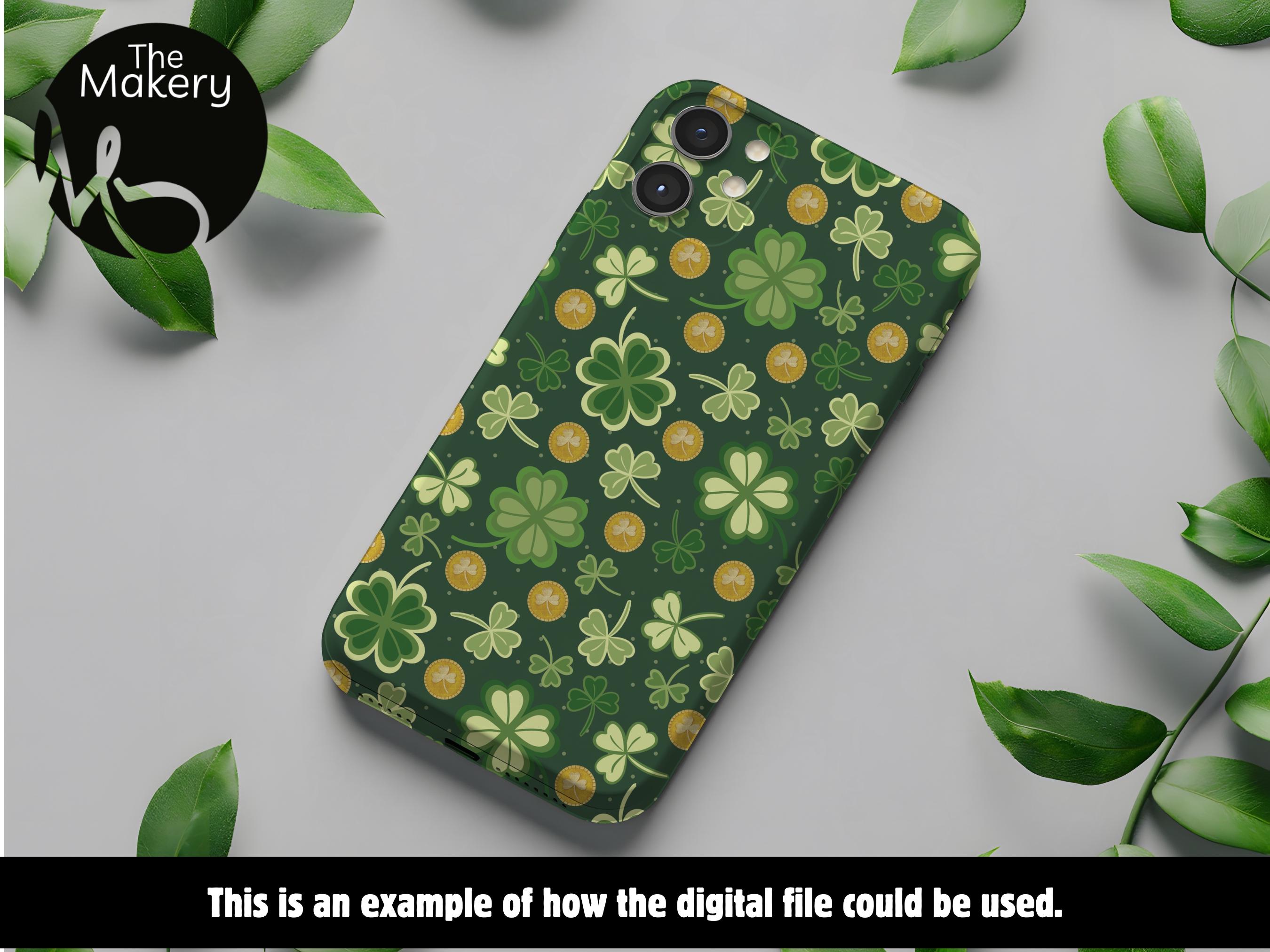 St Patrick's Day Digital Paper PNG Seamless Pattern Shamrock March Four ...