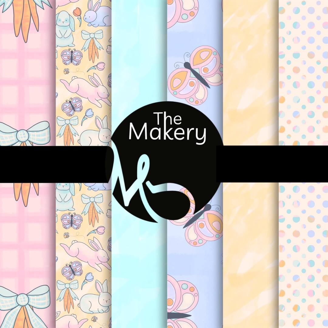 Spring Bunny Bundle Seamless Pattern Bundle Hand-drawn Digital File ...