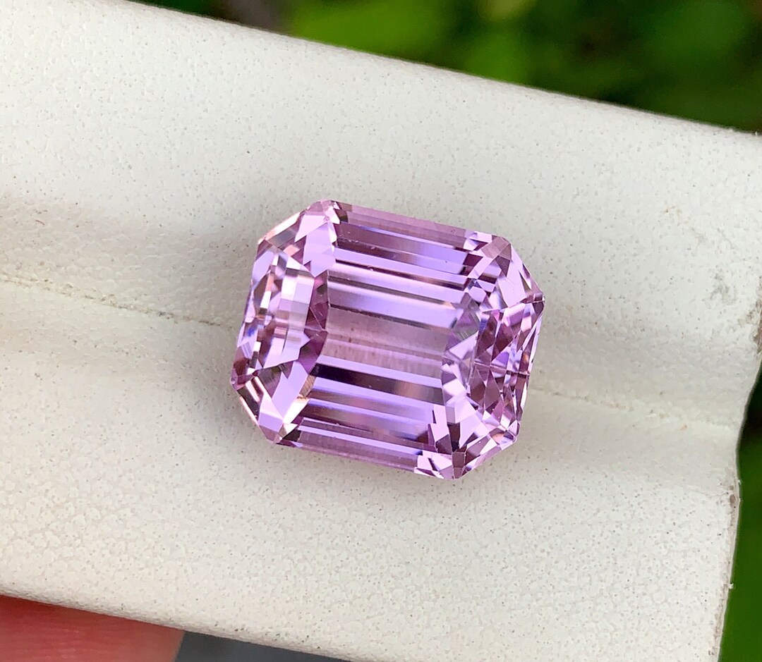 Electric Lavender Pink Kunzite Loose Gemstone , Square Emerald Shape ...