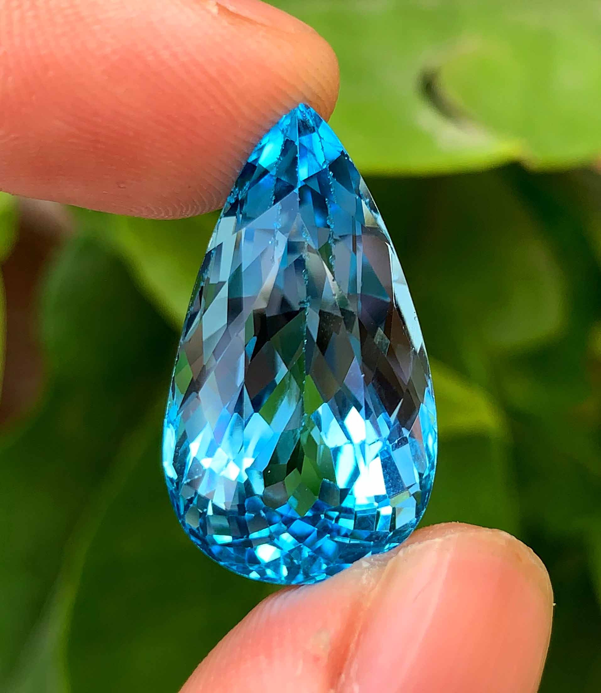 Swiss Blue Topaz Loose Gemstone Electric Blue Color Pear Cut | Etsy