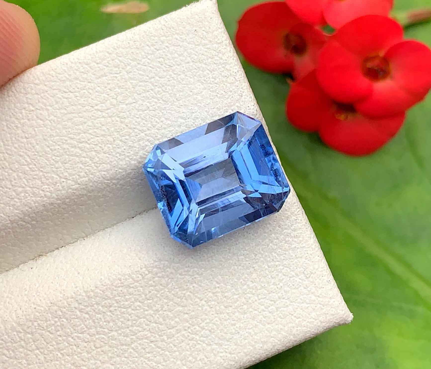 Emerald Cut Aquamarine Beryl Loose Gemstone Deep Blue Color - Etsy