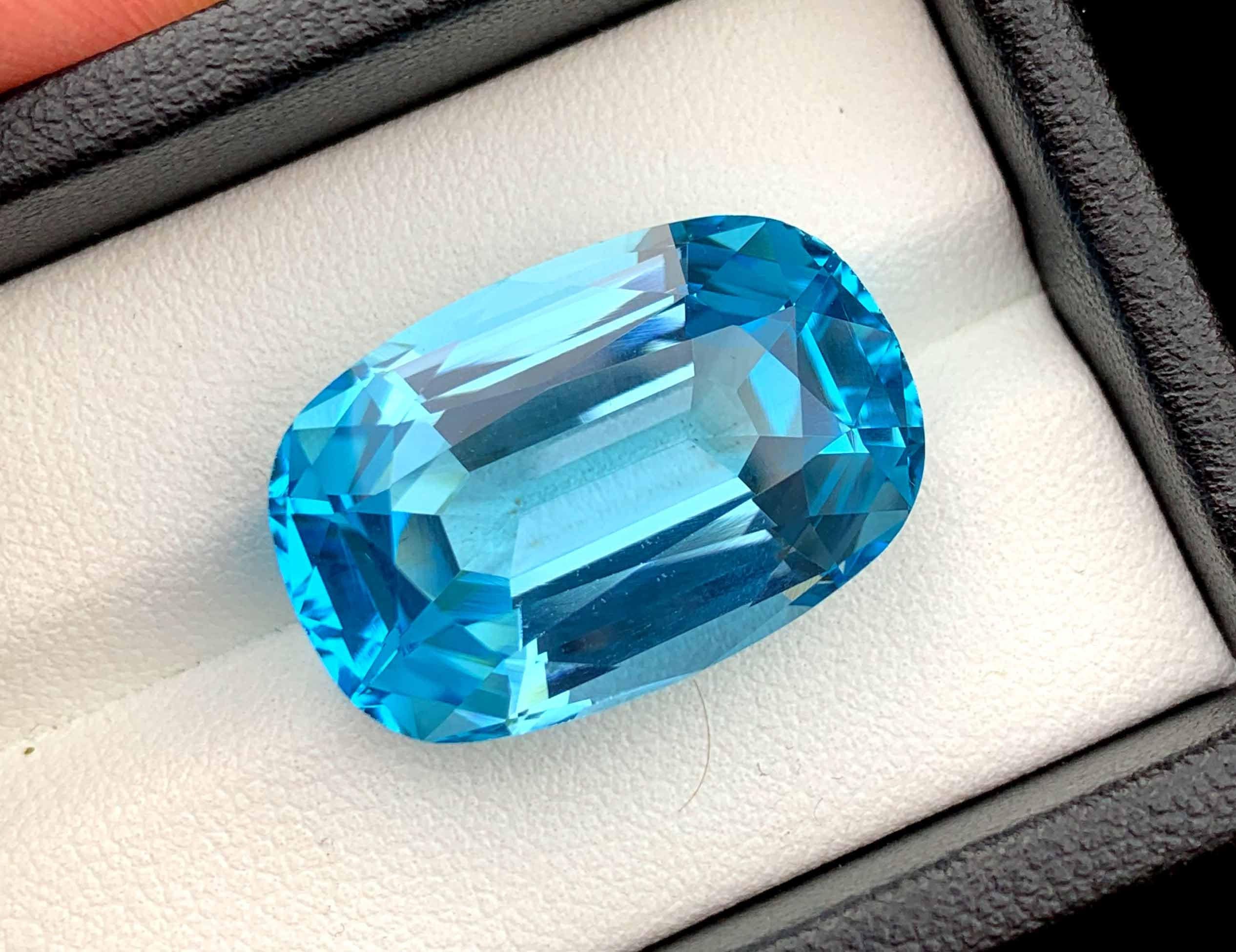 Swiss Blue Topaz Loose Gemstone Electric Blue Color Step - Etsy