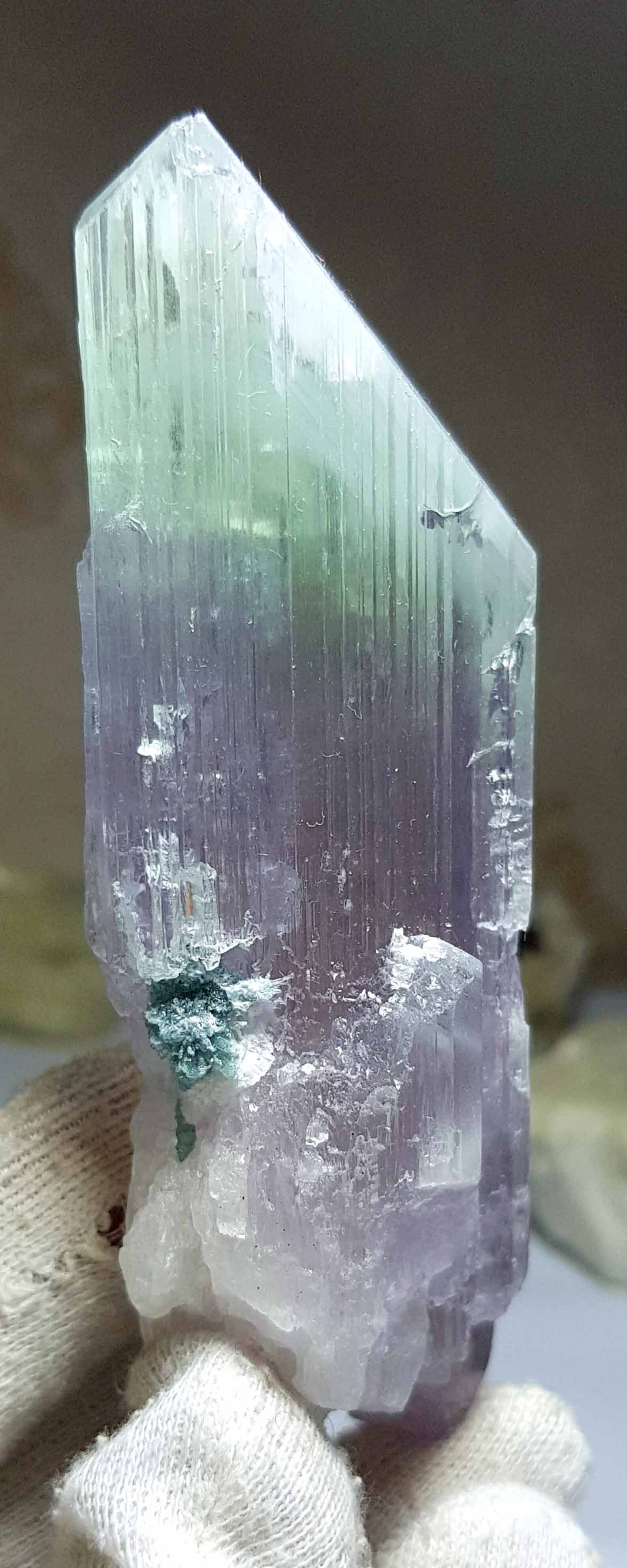 Bi Color Kunzite Spodumene Crystal With Indicolite Tourmaline - Etsy