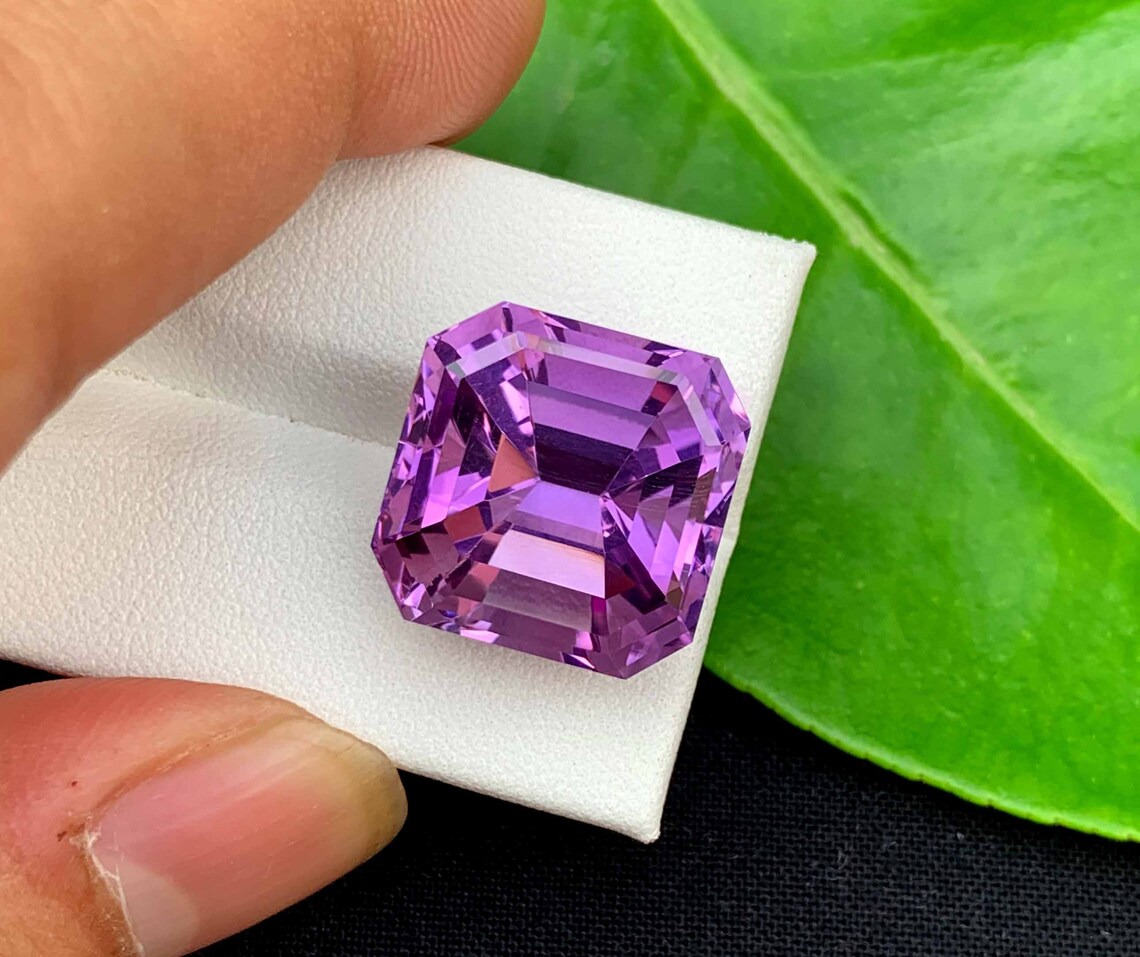 Asscher Cut Amethyst Loose Gemstone - 25.50 quilates - Etsy México