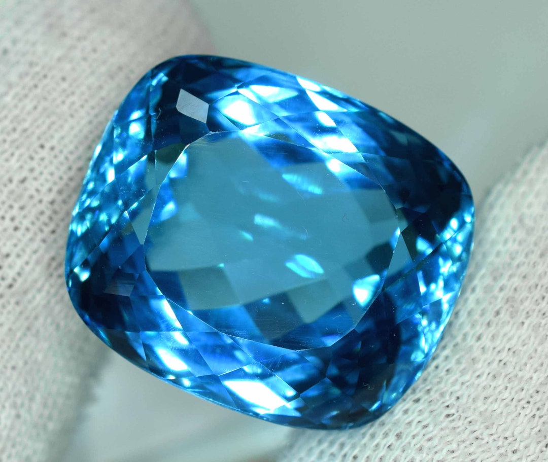 Swiss Blue Topaz Loose Gemstone - Electric Blue Color - 84.45 Carats - Etsy