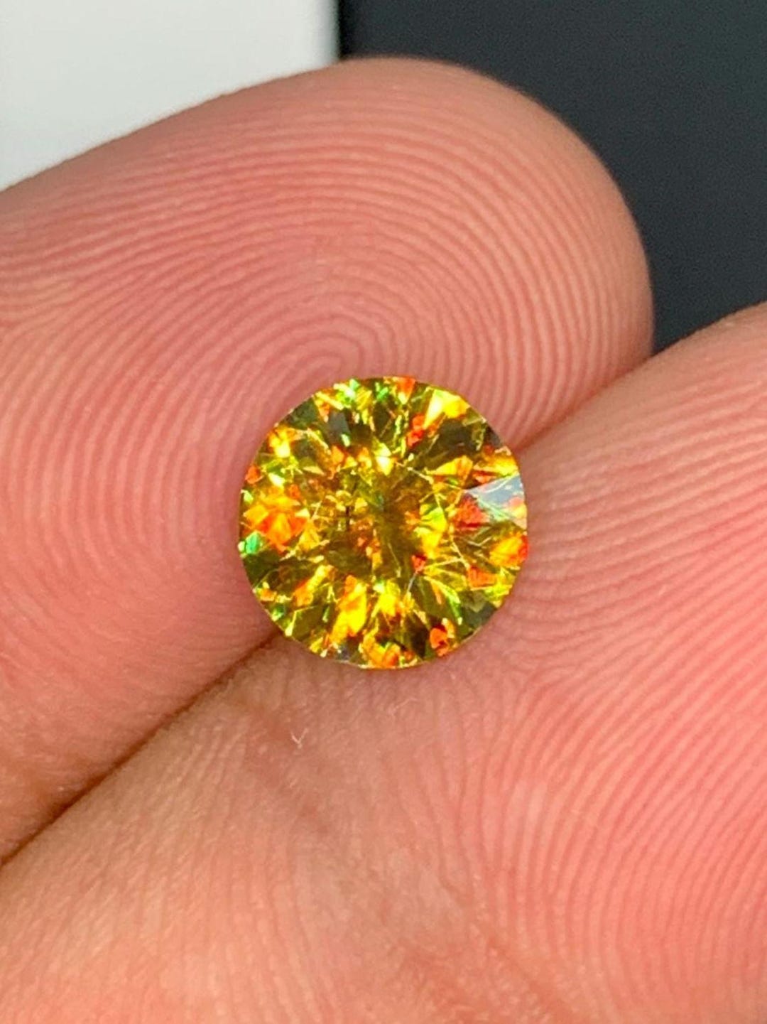 Ultra Fire Titanite Sphene Gemstone : Natural Round Brilliant Cut ...