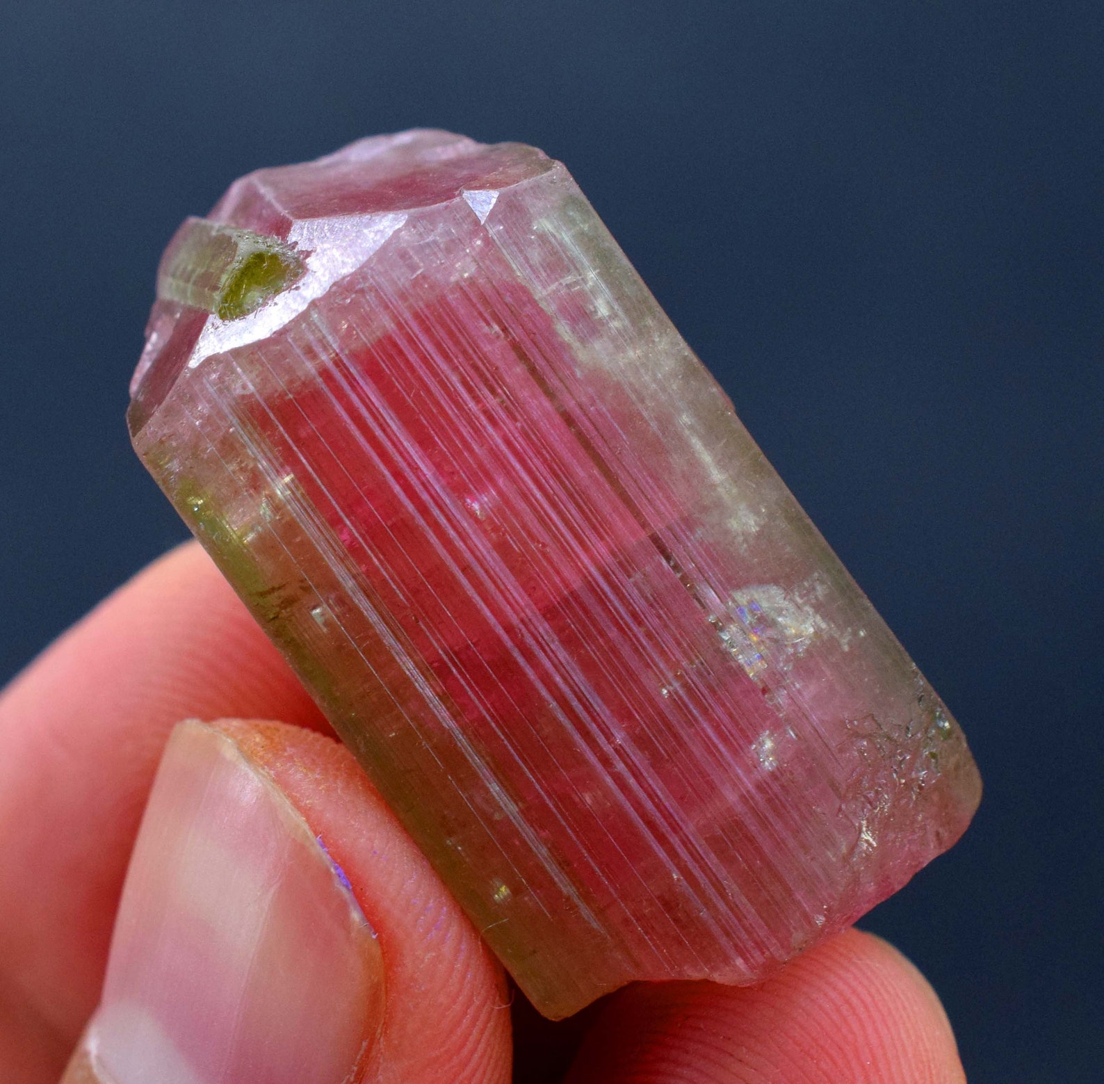Natural Watermelon Tourmaline Crystal With Diamond Cut Termination From ...
