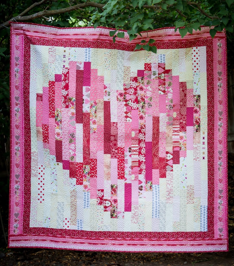 Wallpaper Strips Heart 64 X 66 Quilt Pattern - Etsy Canada