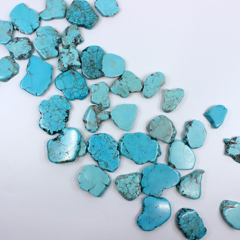 Turquoise Slice Chunk Irregular Bead, Stone Slice, Vertical Top Drilled ...