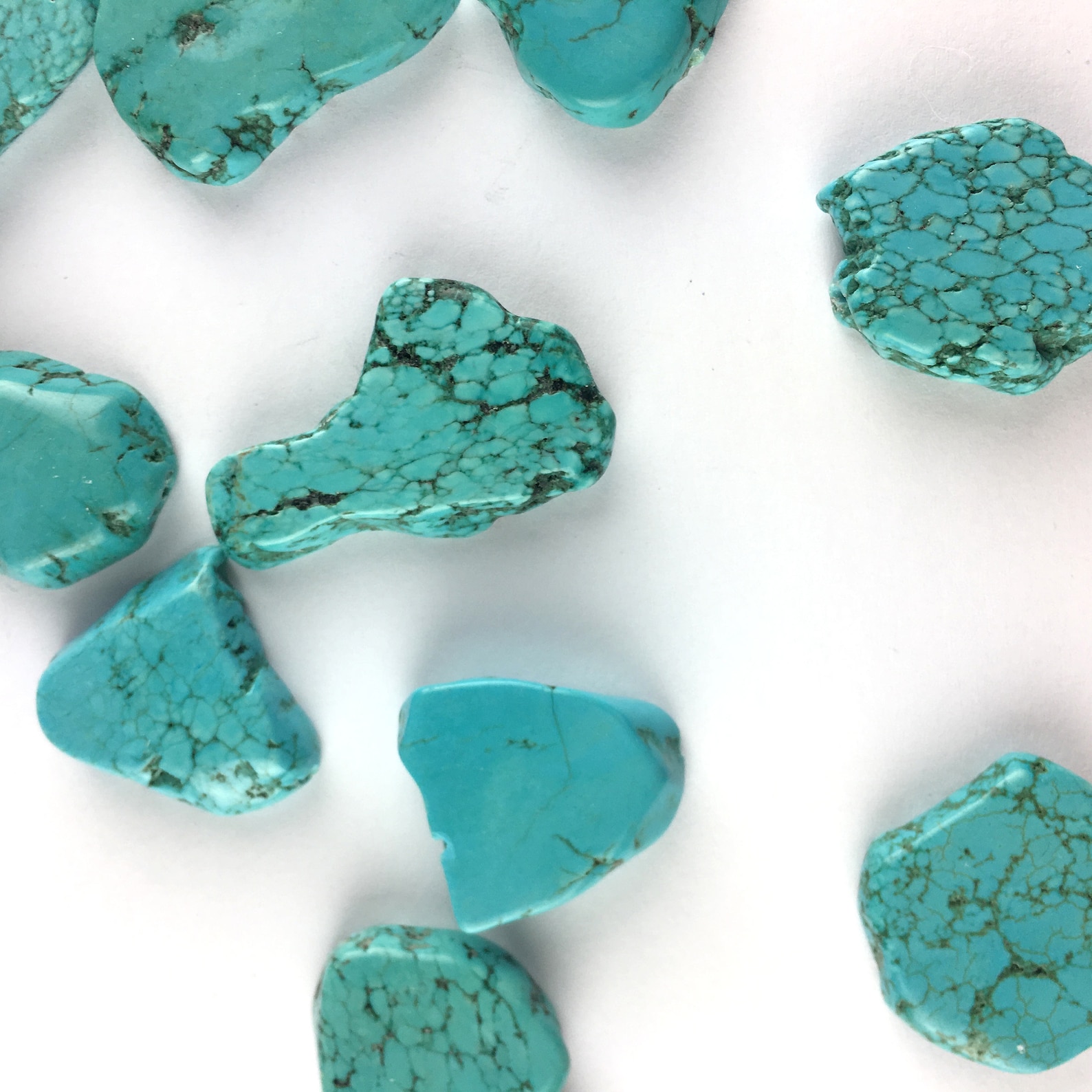 Turquoise Slice Chunk Irregular Bead, Stone Slice, Vertical Top Drilled ...