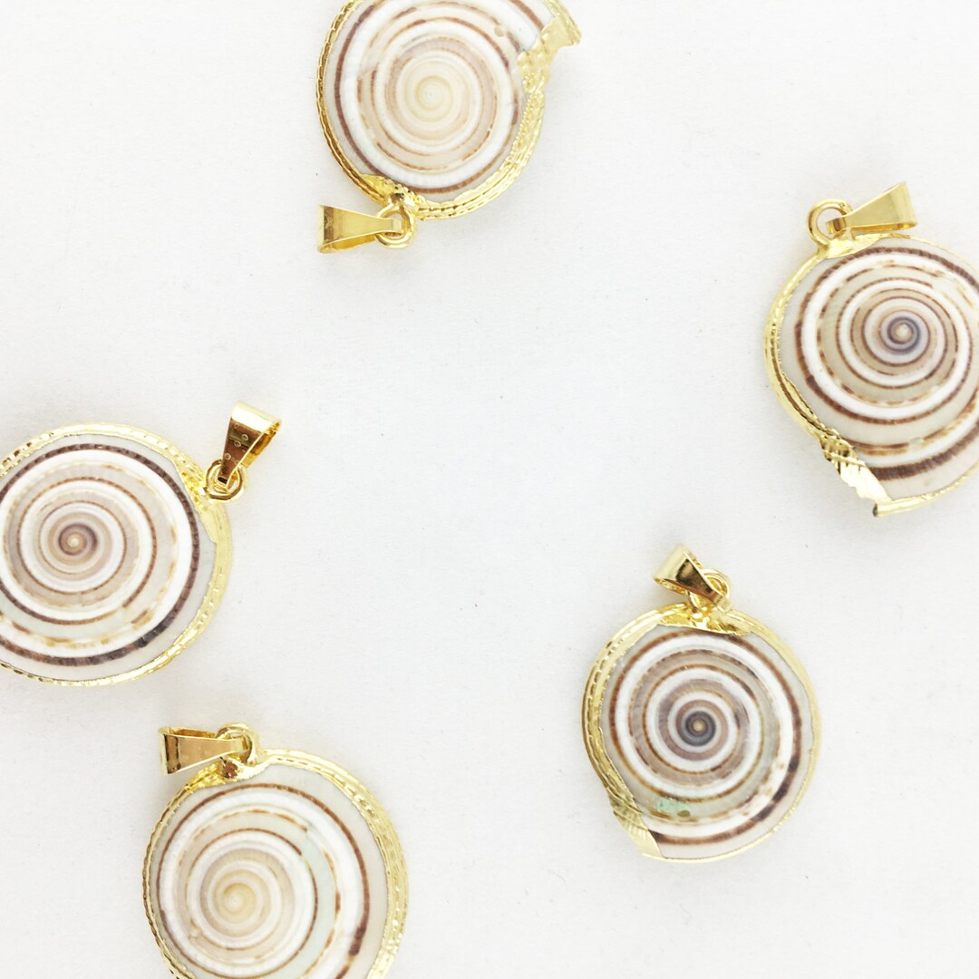 Evolute Fan Shaped Shell Pendant With 24k Gold Plated Rim, Necklace and ...