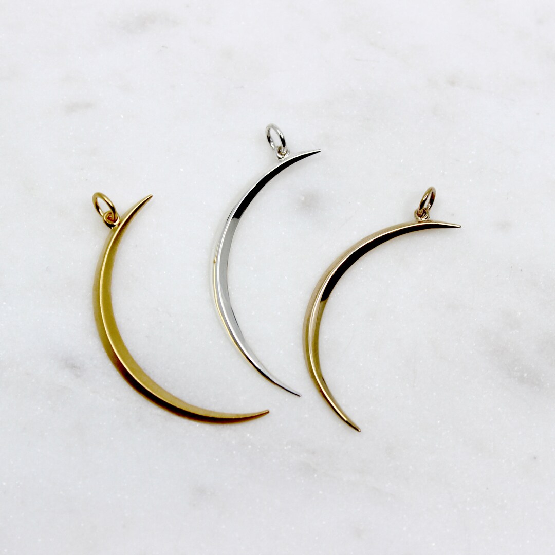 Modern Slim Thin Crescent Moon Charm, 925 Moon, Sterling Silver Moon ...