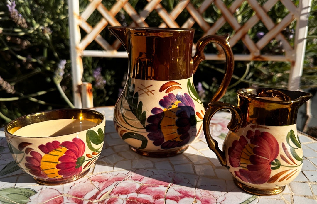 3 Piece Vintage Harvest Ware Wade England Creamer, Sugar, Pitcher - Etsy