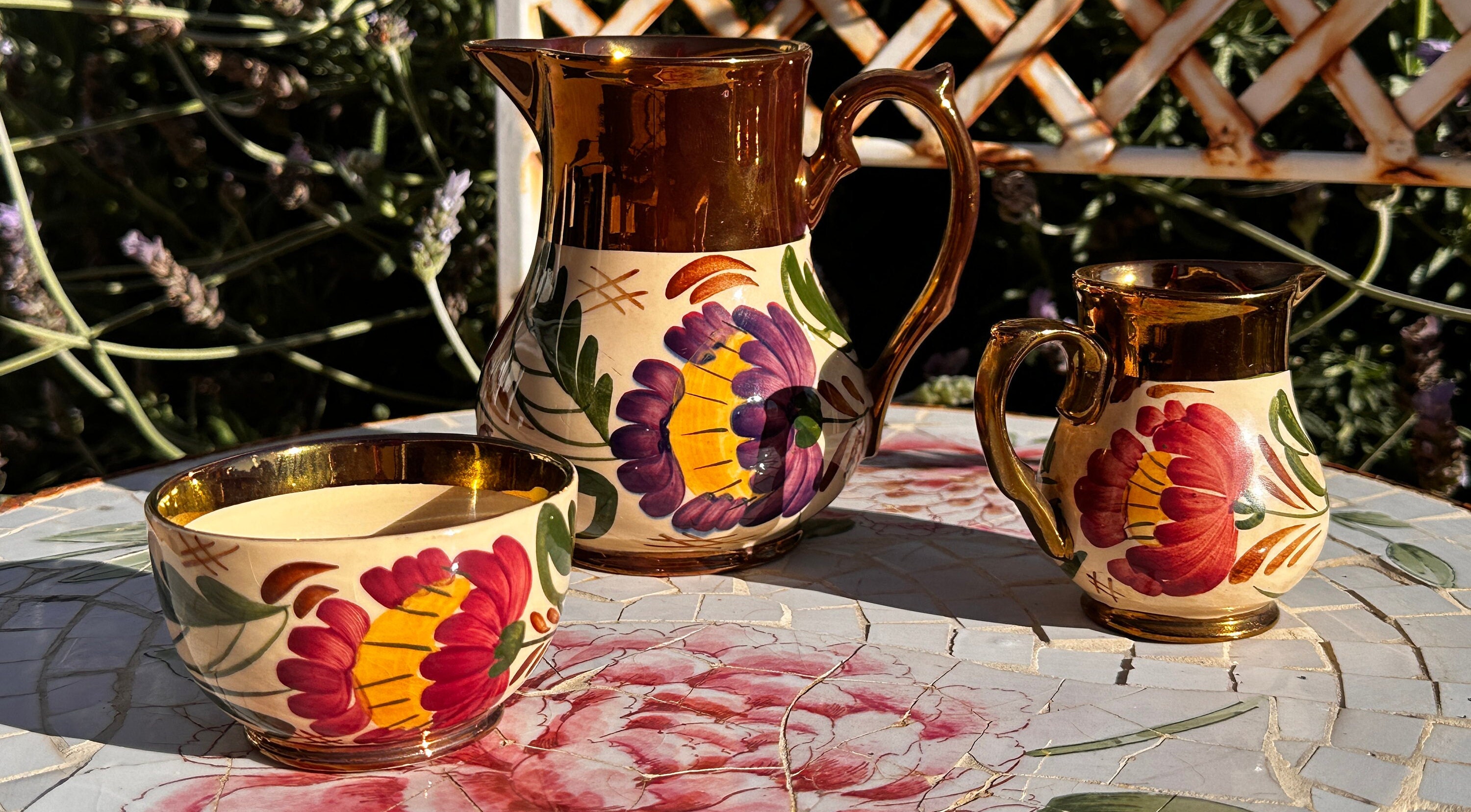 3 Piece Vintage Harvest Ware Wade England Creamer, Sugar, Pitcher - Etsy
