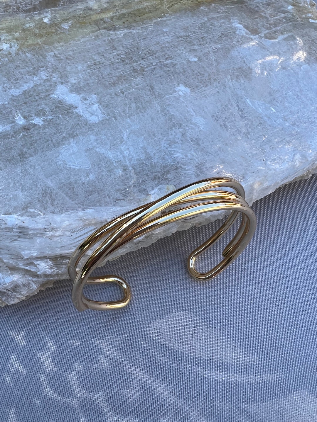 Layered Gold Cuff Bracelet - Etsy