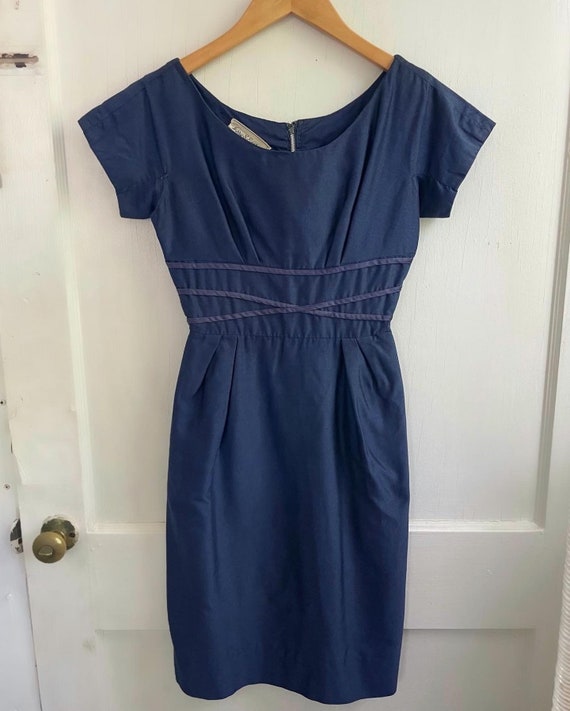 Vintage Mid Century Harry S. Epstein Blue Poplin Shea… - Gem