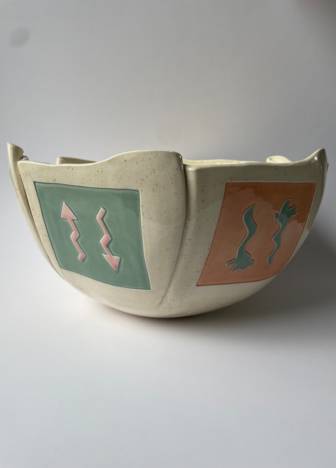 Vintage 1980s Barbara Demery Post Modern Ceramic Studio Pottery Large ...