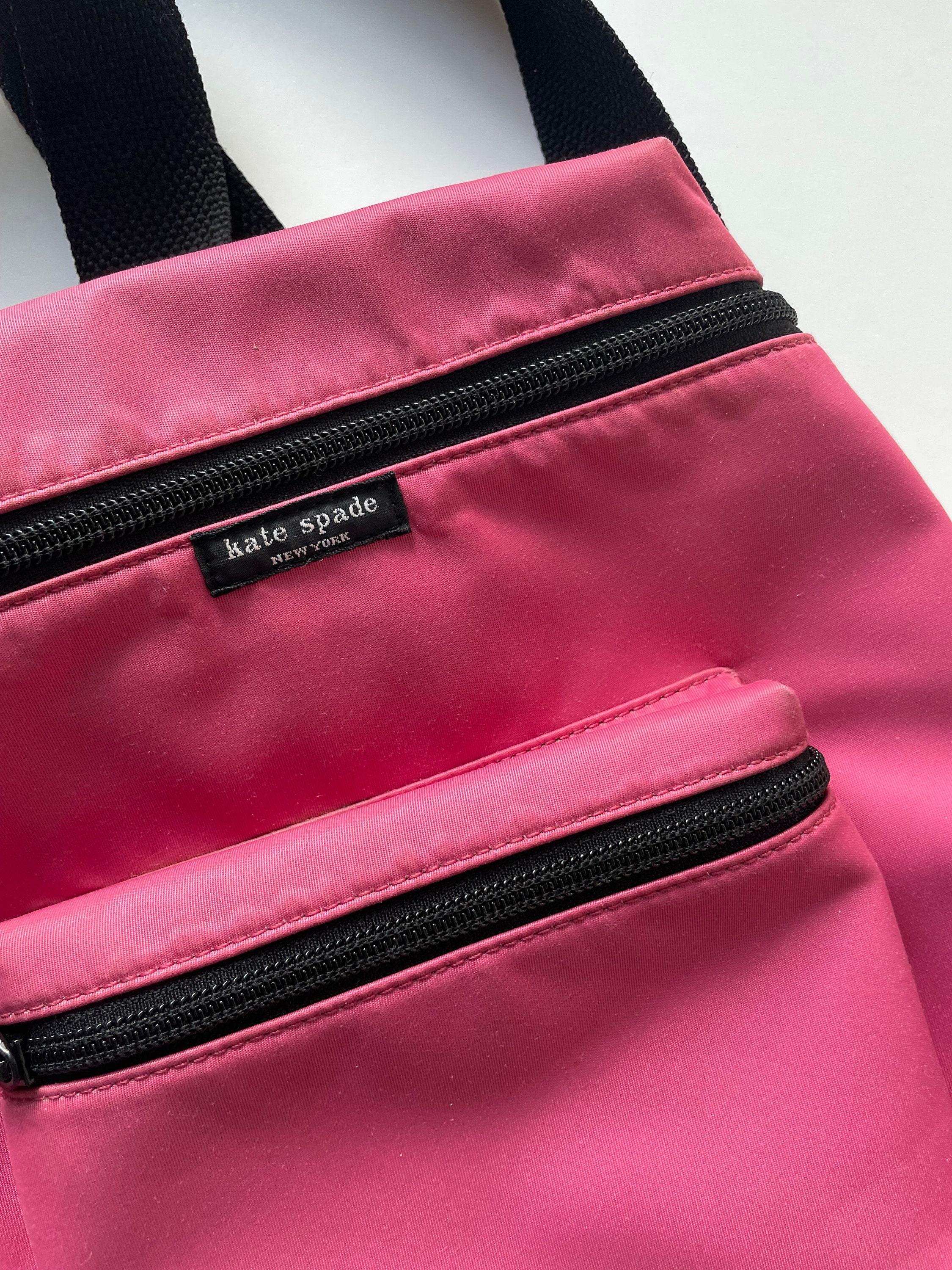 Vintage Early 2000s Kate Spade Pink & Black Nylon Backpack Vintage Early 2000s Kate Spade Pink & Black Nylon Backpack