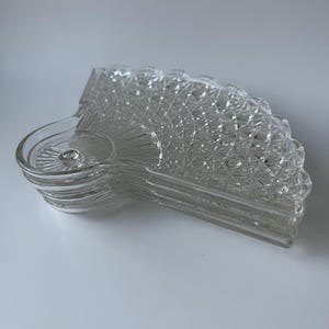 Set of 4 Vintage Glass Hand Fan Snack Plates - Etsy