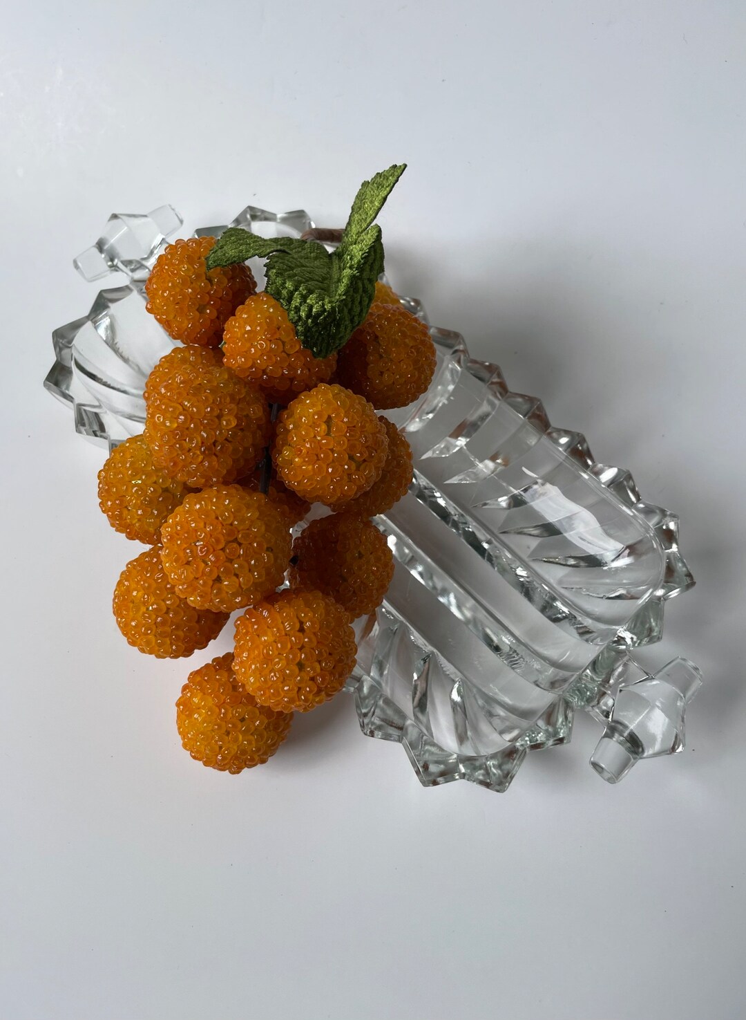 Vintage Mid Century Crystal Cut Glass Decorative / Serving Tray With ...