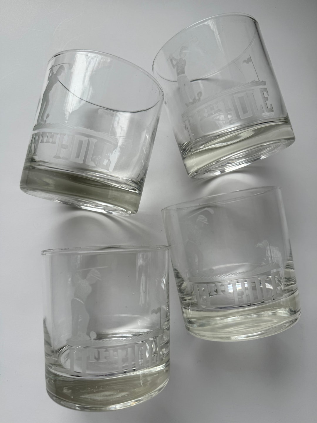 Set of 4 Vintage 19th Hole Golfer Etched Lowball Glasses - Etsy