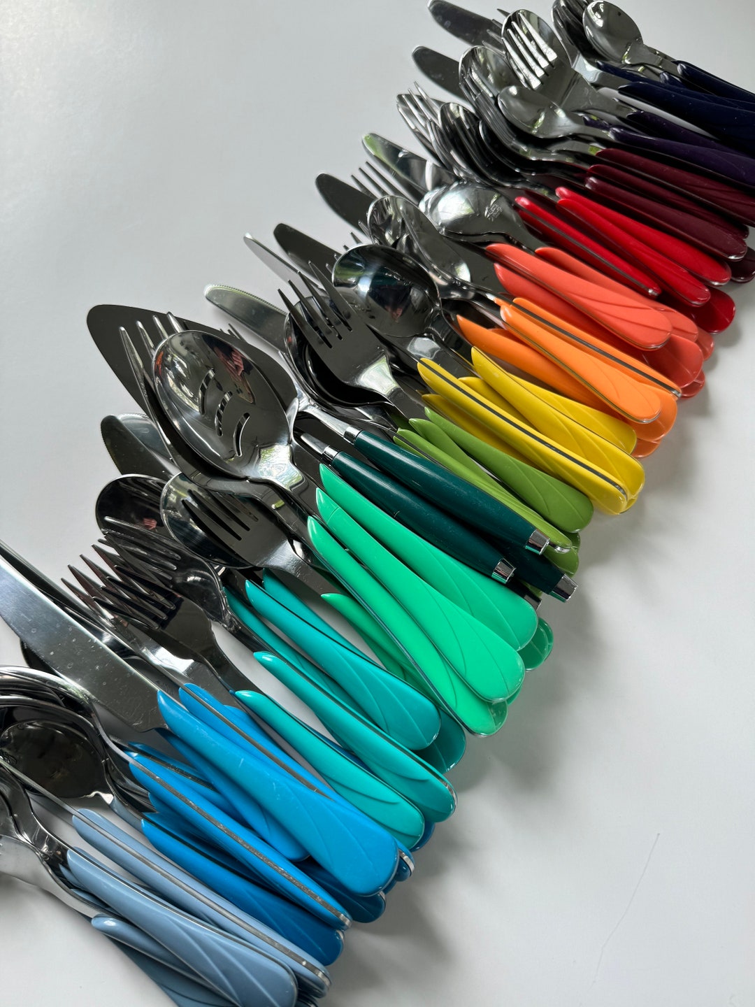 Vintage Fiesta Fiestaware Swirl Stainless Steel Cutlery Set 77 Pieces ...
