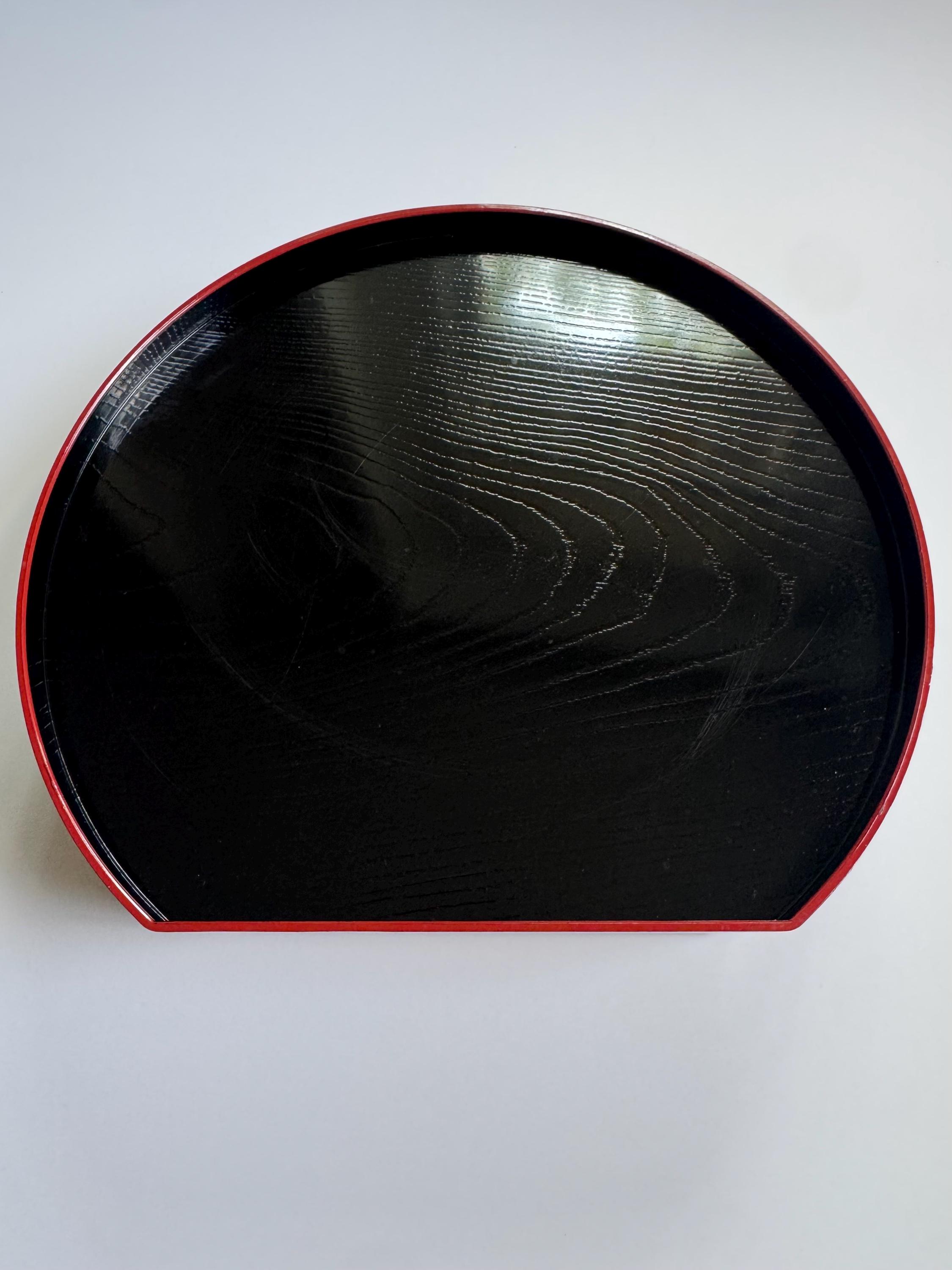 Set of 5 Vintage Japanese Laquerware Black With Red Trim Snack Plates ...