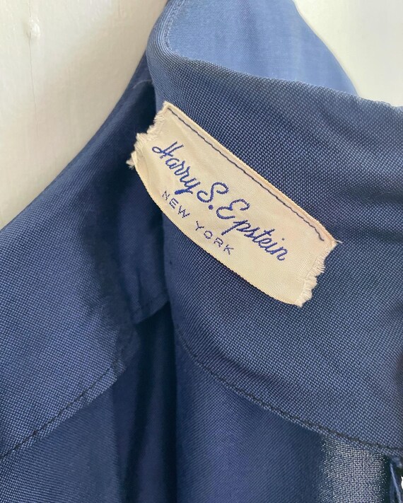 Vintage Mid Century Harry S. Epstein Blue Poplin Shea… - Gem