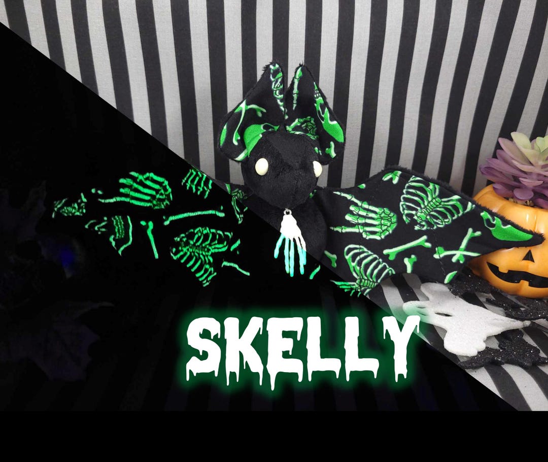 Skelly Batling! - GLOWS - Stuffed Plush Bat, Made to Order, Unique Gift ...