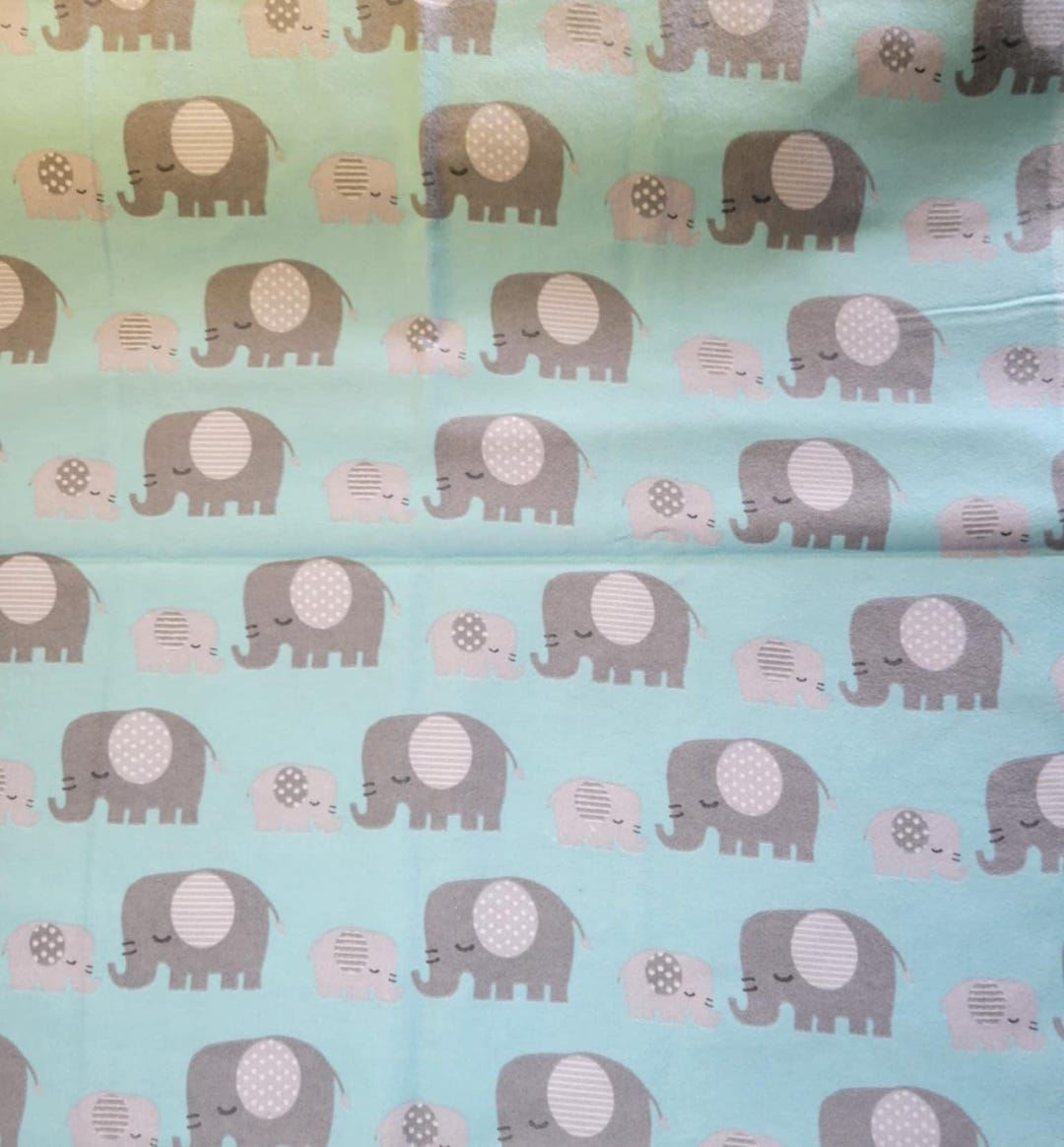 Elephants on Blue Super Snuggle Flannel Fabric - 32.5" - Etsy