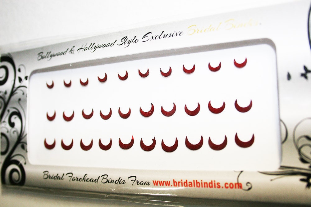 30 Half Moon Bindis in Crescent Shape / Bindi Stickers / Face Jewel ...
