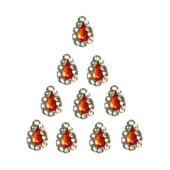 10 Orange Crystal Bindis Crescent Moon Bindis With Bead Studs | Etsy