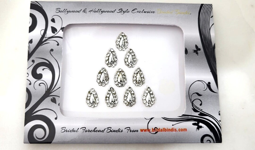 Silver Crystal Face Jewel Tear Drop Bindi Premium Face and Eyebrow ...