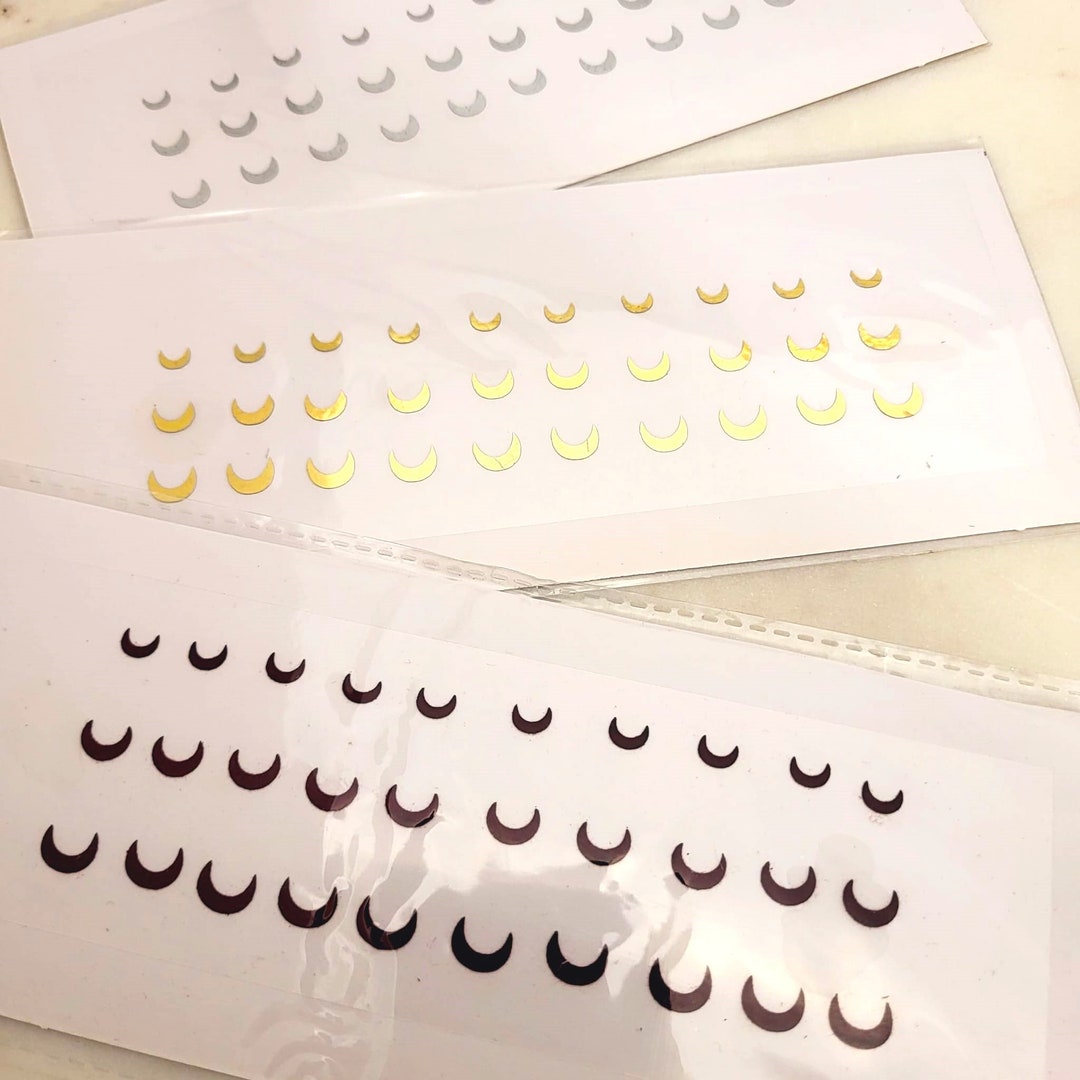 3 Pack Crescent Moon Bindis From Bindi Collections (30 Gold, 30 Silver ...