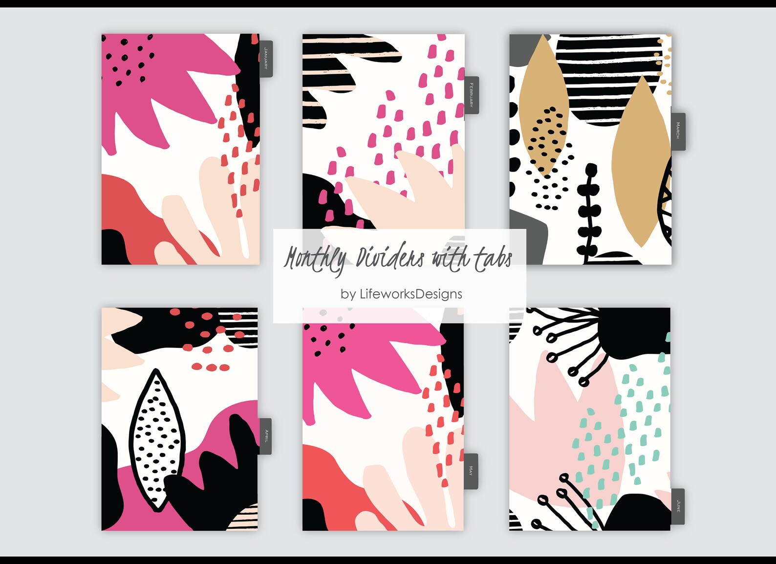 Whimsical Red Monthly Dividers W Mylar Tabs Kikki K Gillio Van Der Spek ...