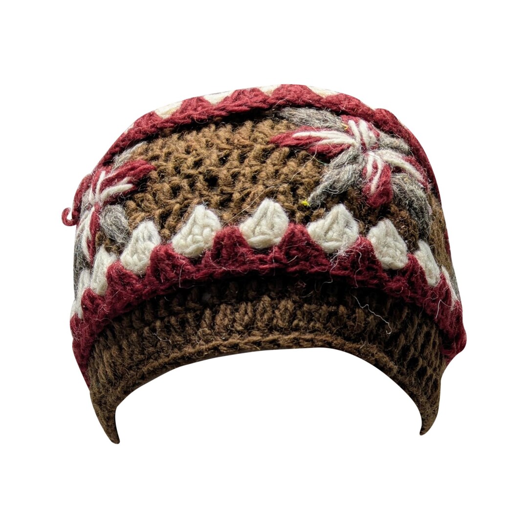 Recycled Hand Knit Cap Crochet Wool Fleece Lined Winter Beanie Hat P7 ...