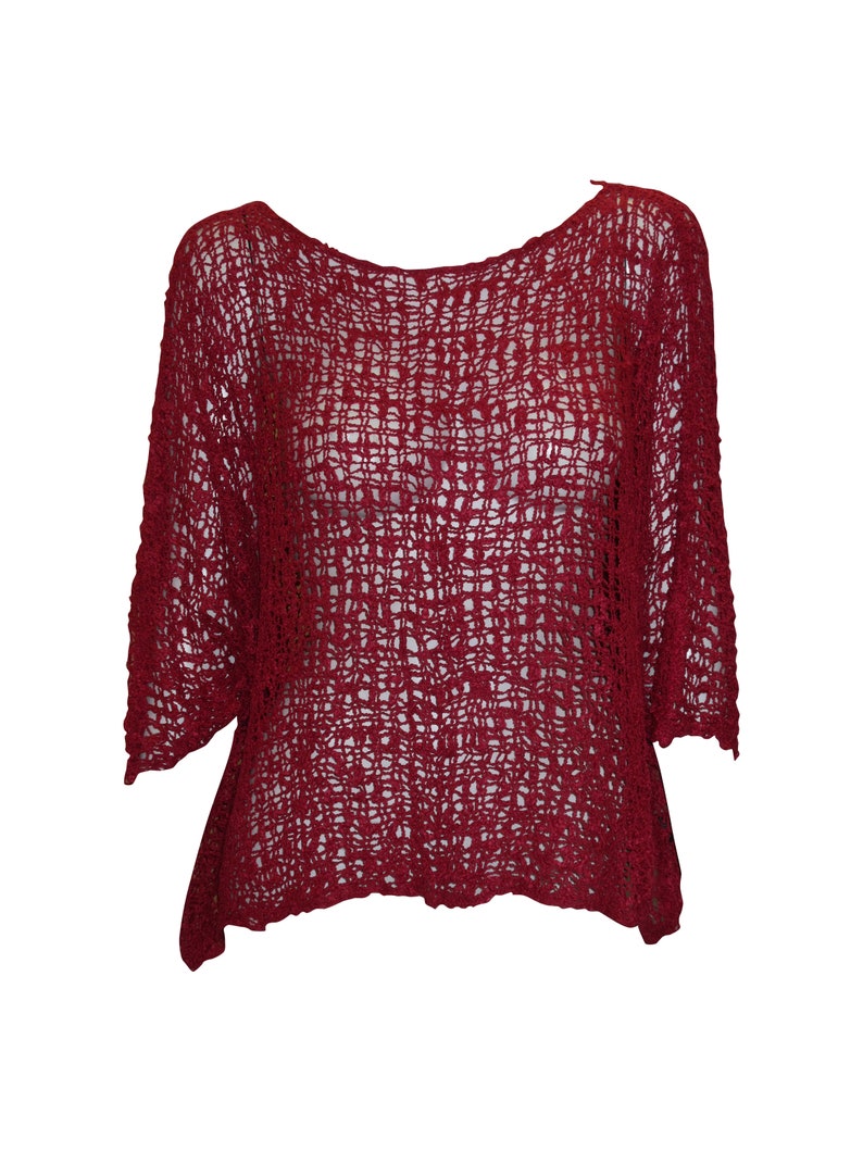 Womens Crochet Oversized Knit Top Batwing Boho Cover up Free Size 8-26 ...
