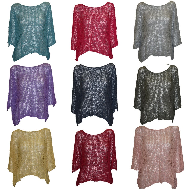 Womens Crochet Oversized Knit Top Batwing Boho Cover up Free Size 8-26 ...