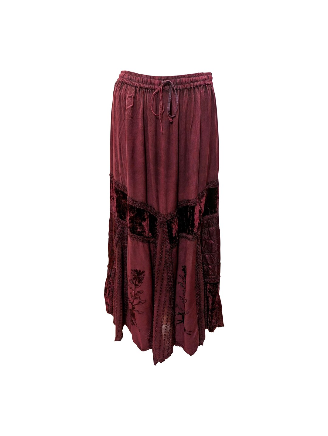 Vintage Style Renaissance Velvet Panel Embroidered Adjustable Waist ...