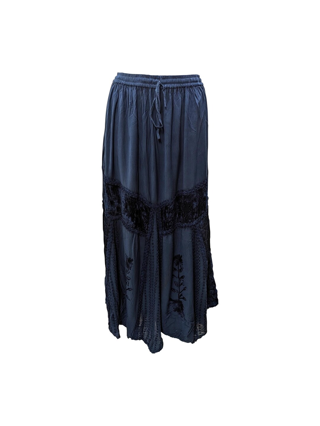 Vintage Renaissance Velvet Panel Skirt: Embroidered Handkerchief Hem - Etsy