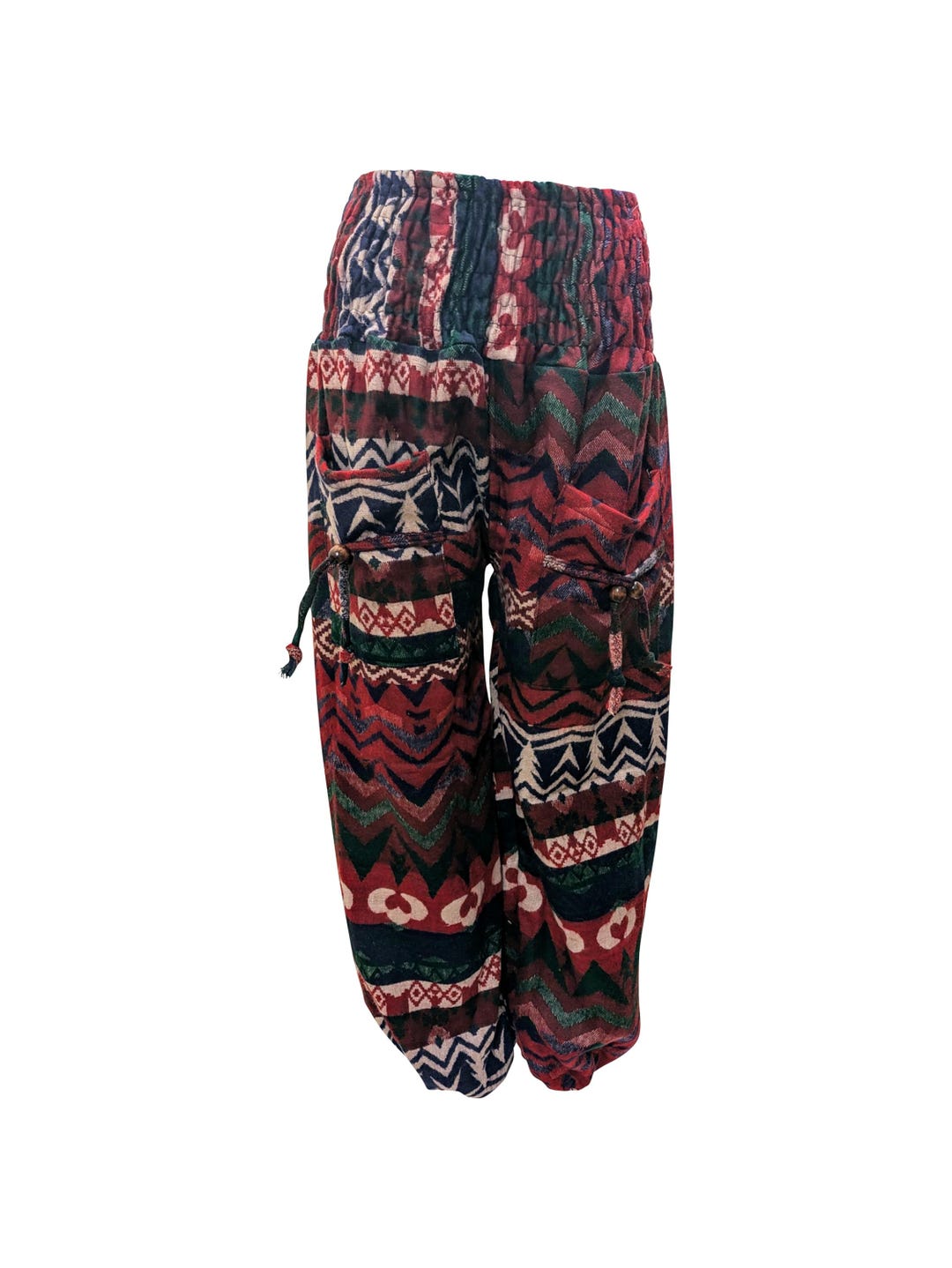 Women's Ladies Boho Lounge Wear Aztec Print Winter Shirred Waist Harem ...