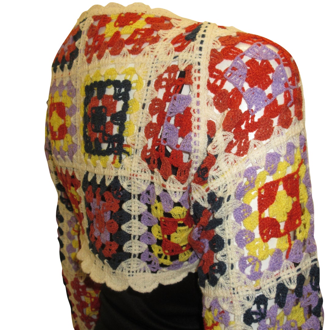 Handmade Cotton Crochet Patchwork Patterned Bolero Shrug Cardigan ...