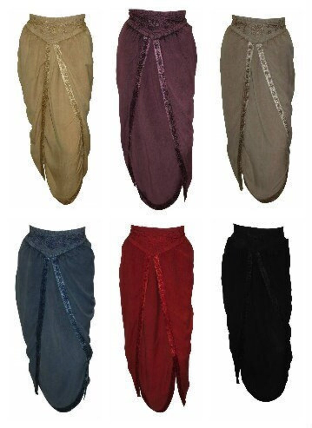 Womens Drape Skirt Boho Overlapping Embroidered Detail Midi Free Size ...