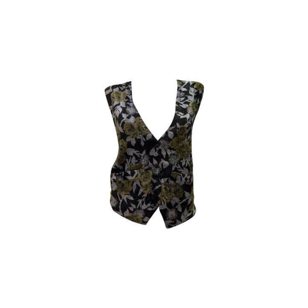 Boho Velvet Retro Waistcoat Floral Vintage Style Front Pocket Vest up ...