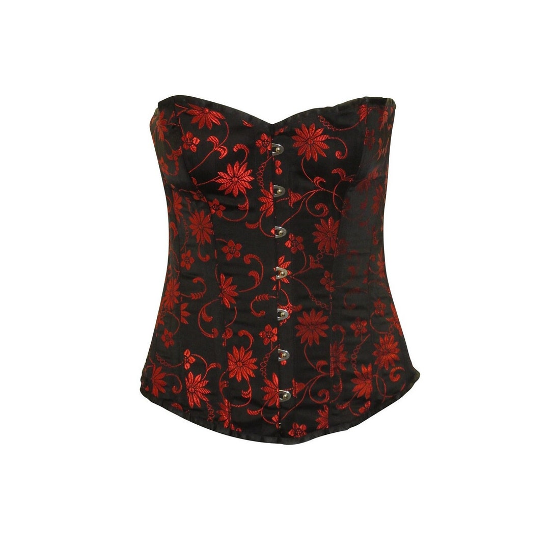 Antique Recycled Abstract Floral Over-bust Steel Boned Back Laced ...
