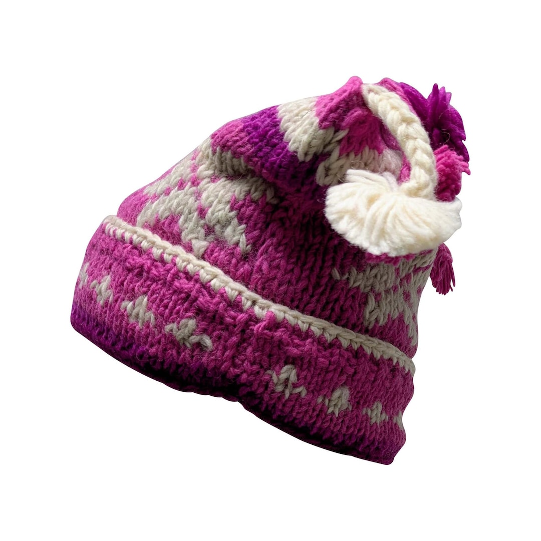 Hand Knit Recycled Wool Beanie: Fleece Lined Winter Hat - Etsy